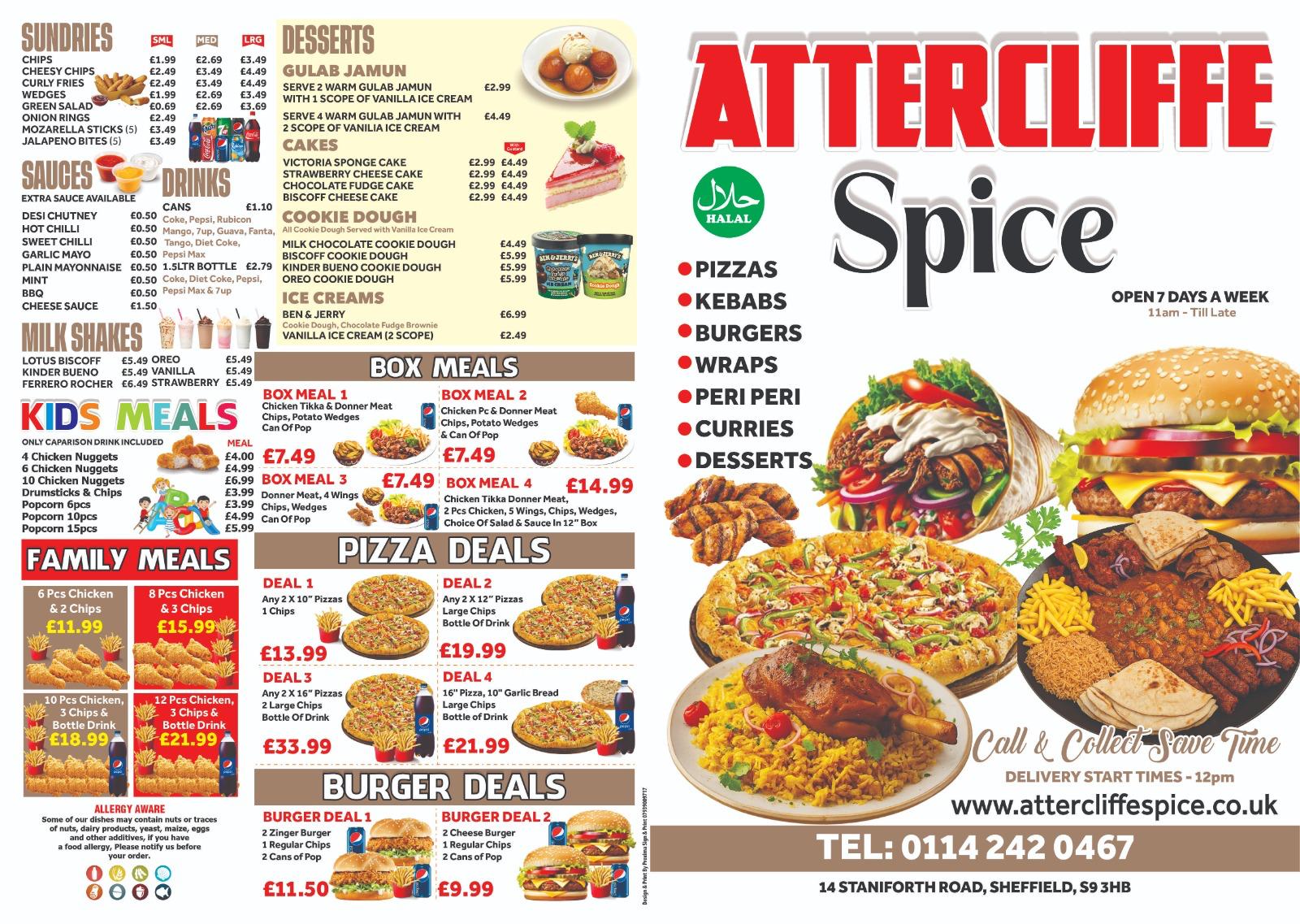 Menu – Attercliffe Spice